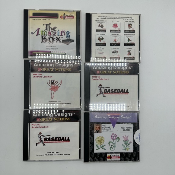 Other | Vintage Amazing Designs Box Embroidery Memory Card Cards Pfaff ...